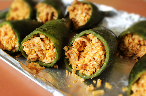 UN-FRIED CHILE RELLENOS with Chicken, Cheese and Red Chile Sauce ...